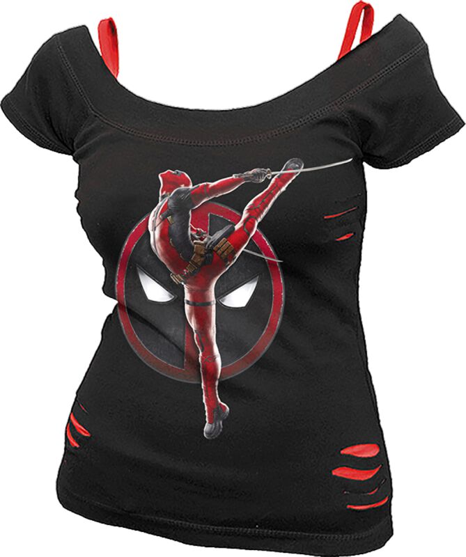 Deadpool - Pose - 2 in1 Red Ripped Top | Deadpool Camiseta | EMP