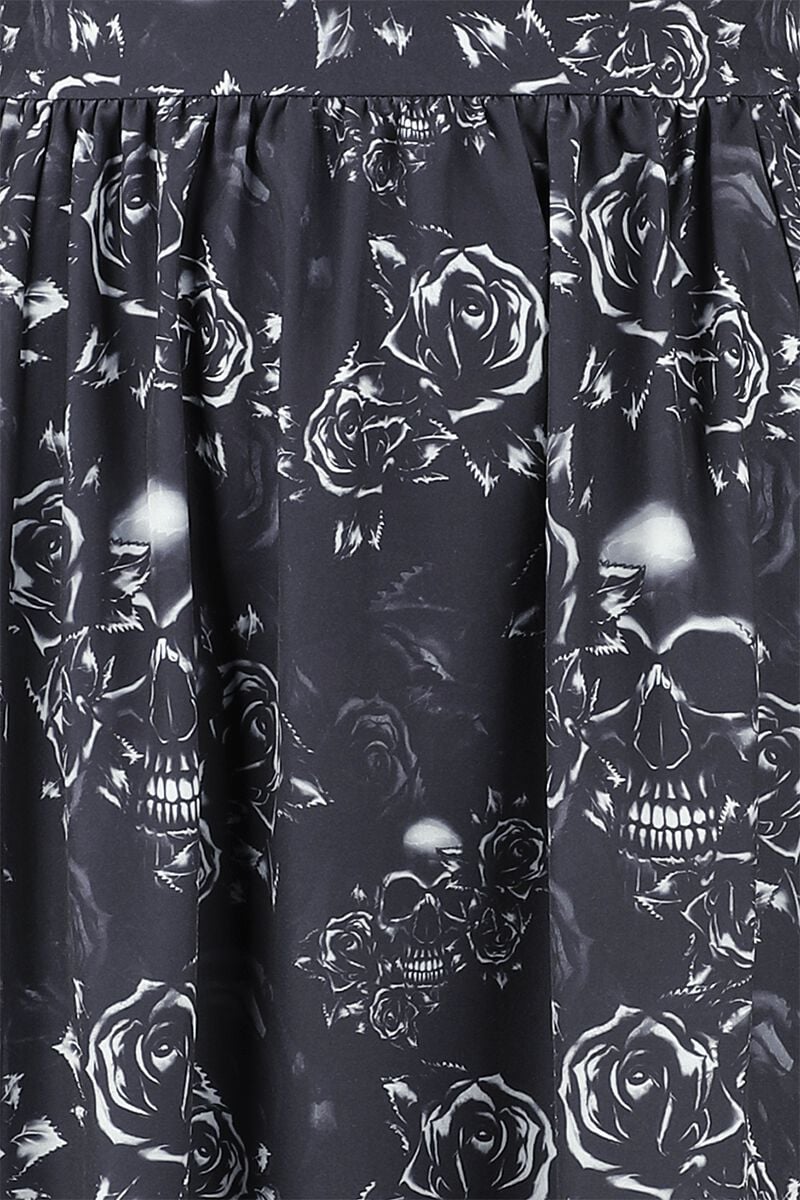 Double Slit Dress with Roses and Skulls | Black Premium by EMP Vestido ...